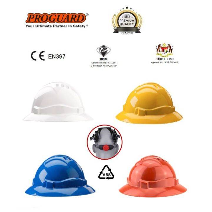 PROGUARD| ADVANRIM FULL BRIM ABS SAFETY HELMET C/W SWIVEL RATCHET ...