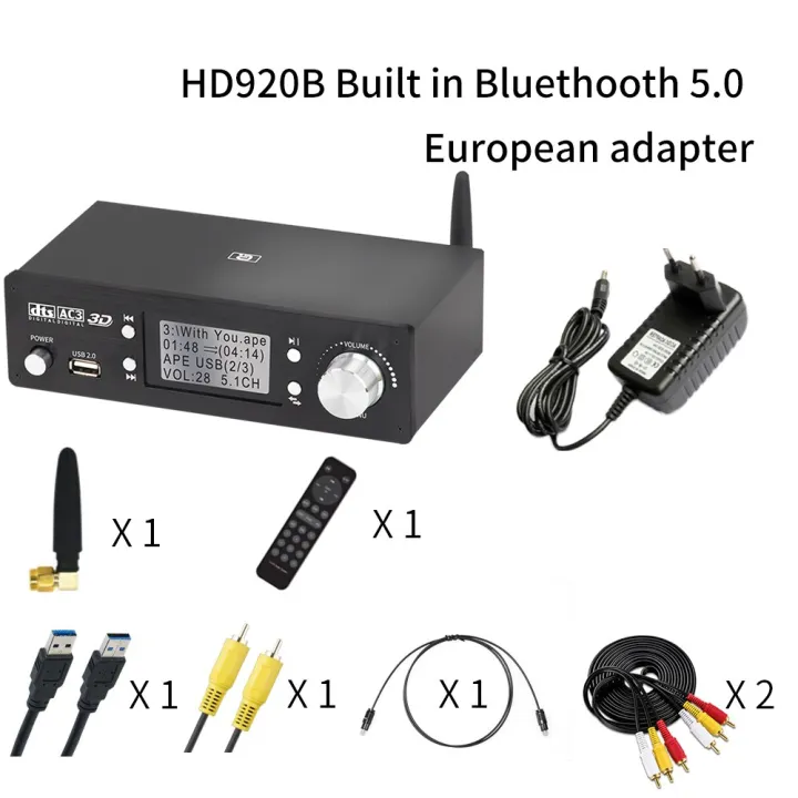 HD920 5.1CH Audio Decoder Bluetooth 5.0 Reciever DAC DTS AC3 Dolby ...