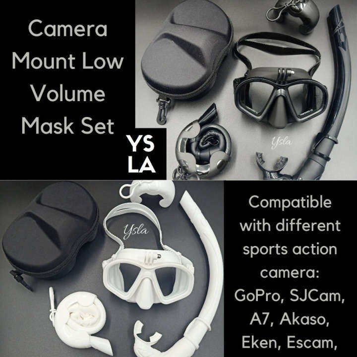 Camera Mount Dive Mask GoPro Low Volume Tempered Glass Freedive Mask ...