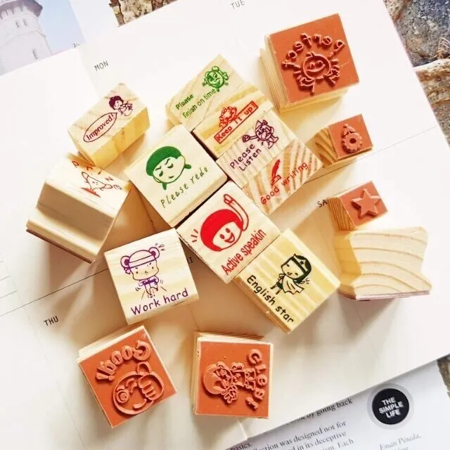 AS Teacher Wooden Stamp set 16pcs with case | Lazada PH