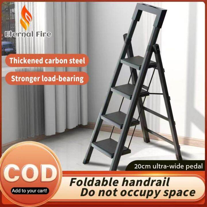 ETERNAL FIR Home Folding Ladder 3/4/5/6 Step Ladder Portable Sturdy Non ...