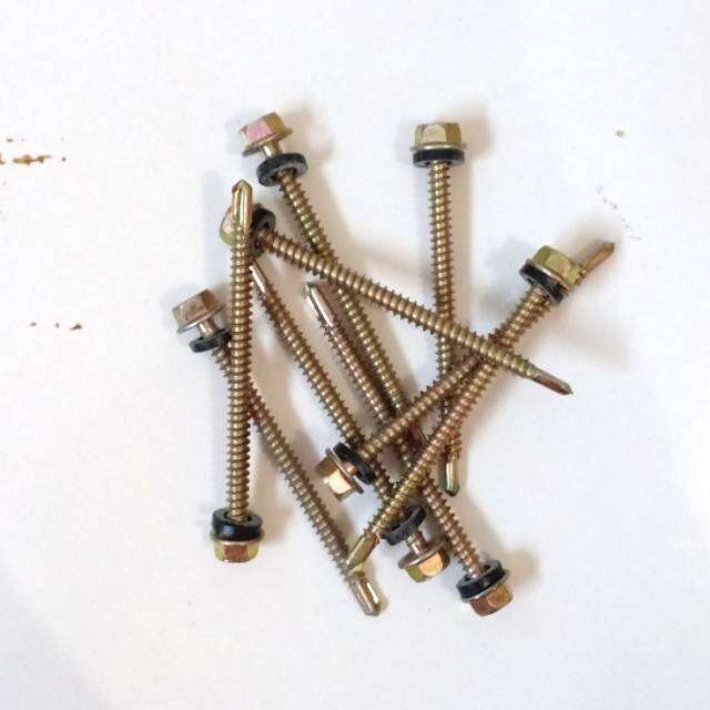 1 PCS / 1 Buah - 70mm Baut Sekrup Roofing / Baut Sekrup Baja Ringan ...