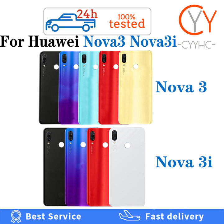 เคสฝาหลังกระจกสำหรับ Huawei Nova3 Nova3I /Nova 3 3i,ฝาหลังครอบแบตเตอรี่พร้อมโลโก้และกาวเคสกรอบ ...