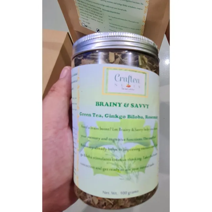 Craftea NUTTY Brainy and Savvy Green Tea with Ginkgo Biloba Rosemary ...