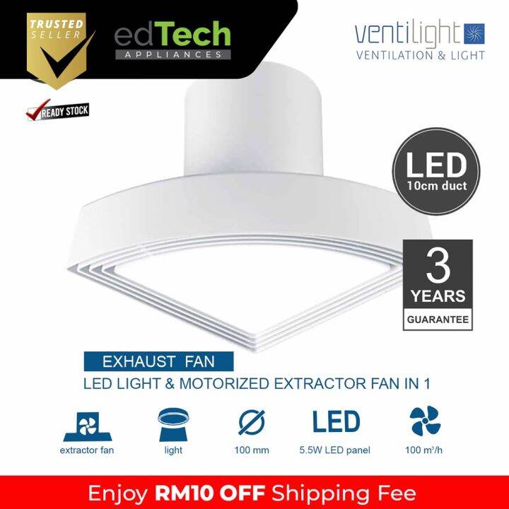 FREE SHIPPING | VentiLight 2-In-1 Corner Ceiling Exhaust Fan with LED ...