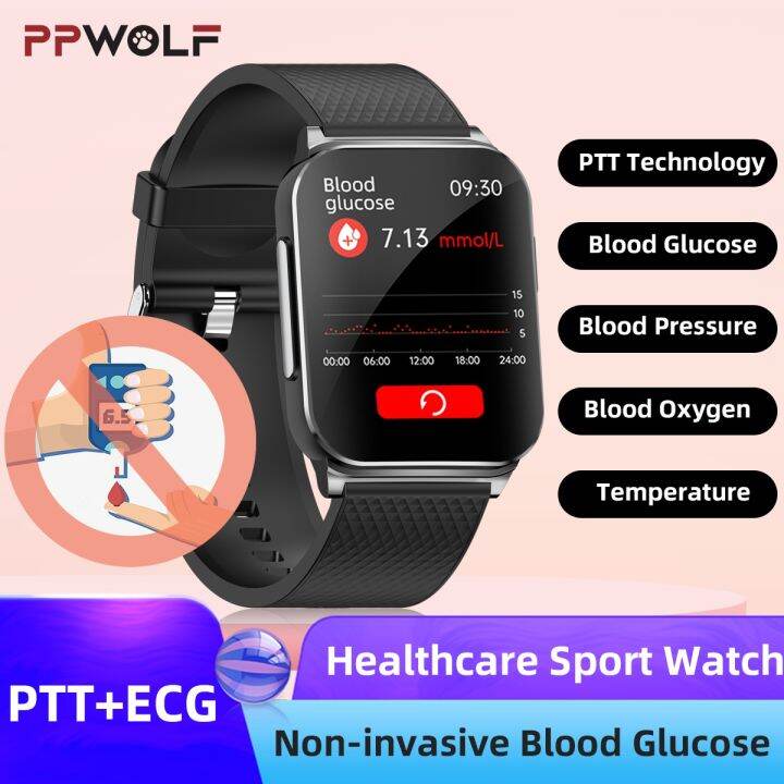 PPWOLF Sport Health Smart Watch 2023 New PTT ECG Blood Glucose Sugar Pressure Heart Rate ...