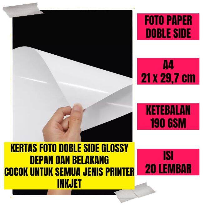 KERTAS FOTO DOUBLE SIDE GLOSSY 190 Gsm A4 isi 20 lembar / foto glossy ...