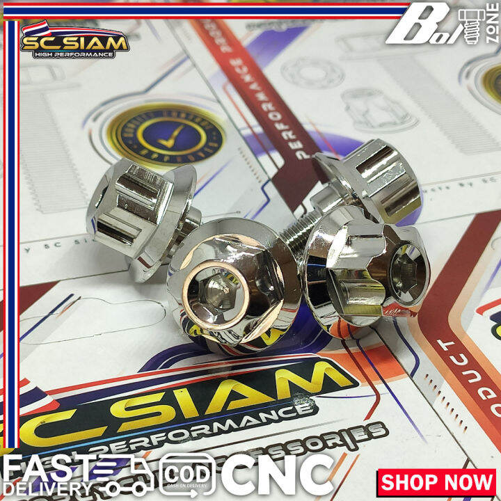 SC SIAM 4PCS STAINLESS CNC GEAR TYPE HEAD BOLT / NUT RAIDER R150 CARB ...