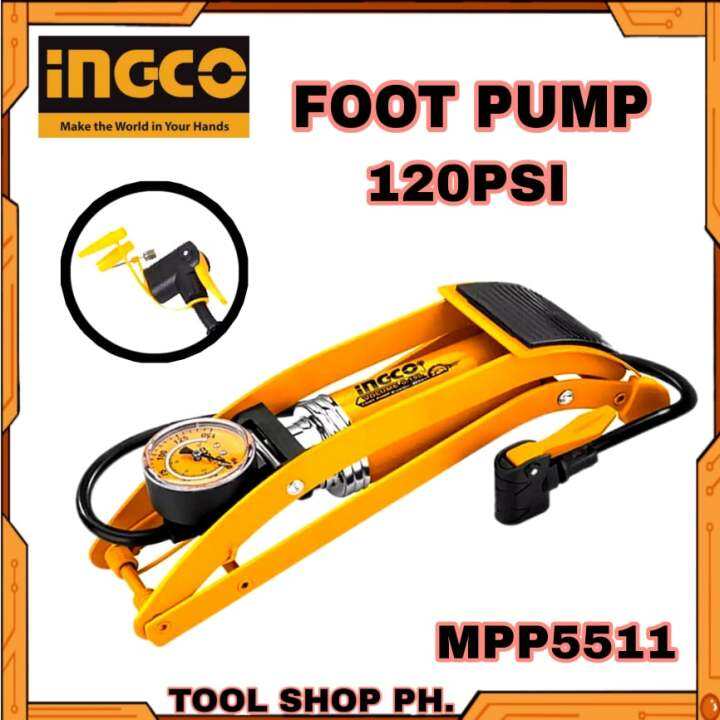 INGCO Tire Foot Pump Inflator 55 x 120mm MPP5511 | Lazada PH