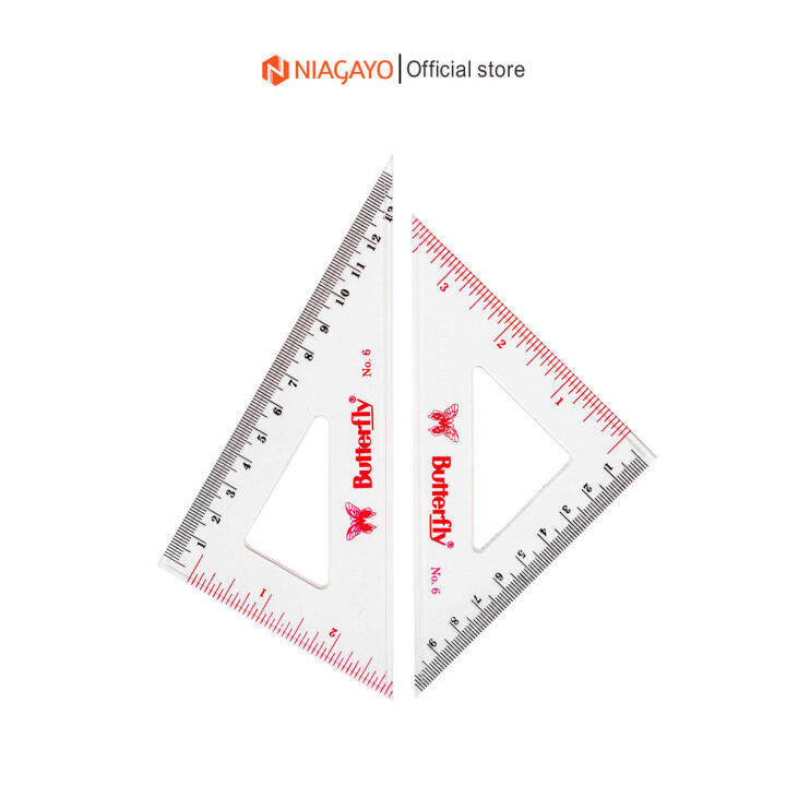Penggaris Segitiga Butterfly No 6 Klasik Transparan Model Siku dan Sama ...