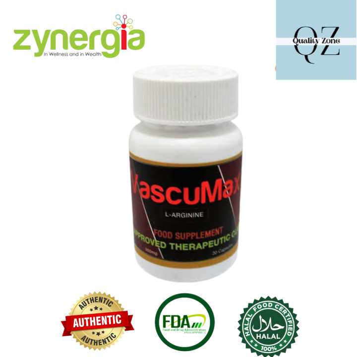 Zynergia Vascumax (L Arginine) 250mg/30 caps ( 1 Bottle ) - QualityZone ...