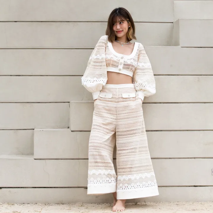 [SS22] JANESUDA lace pants กางเกงลูกไม้ กางเกงขายาว | Lazada.co.th