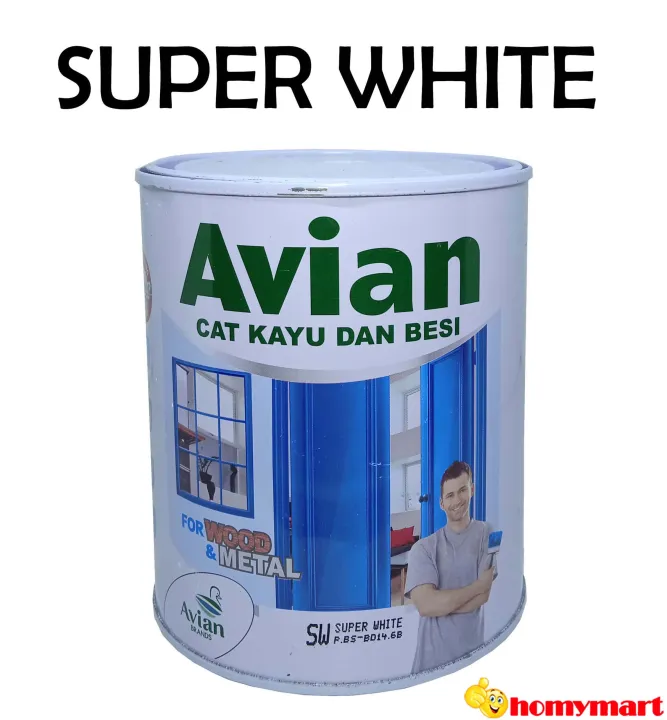 Cat kayu besi avian gloss super white putih 0.9ltr | Lazada Indonesia
