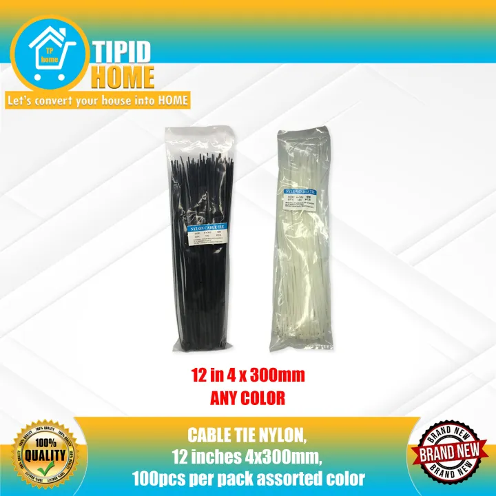 CABLE TIE NYLON, 12 inches 4x300mm, 100pcs per pack assorted color ...