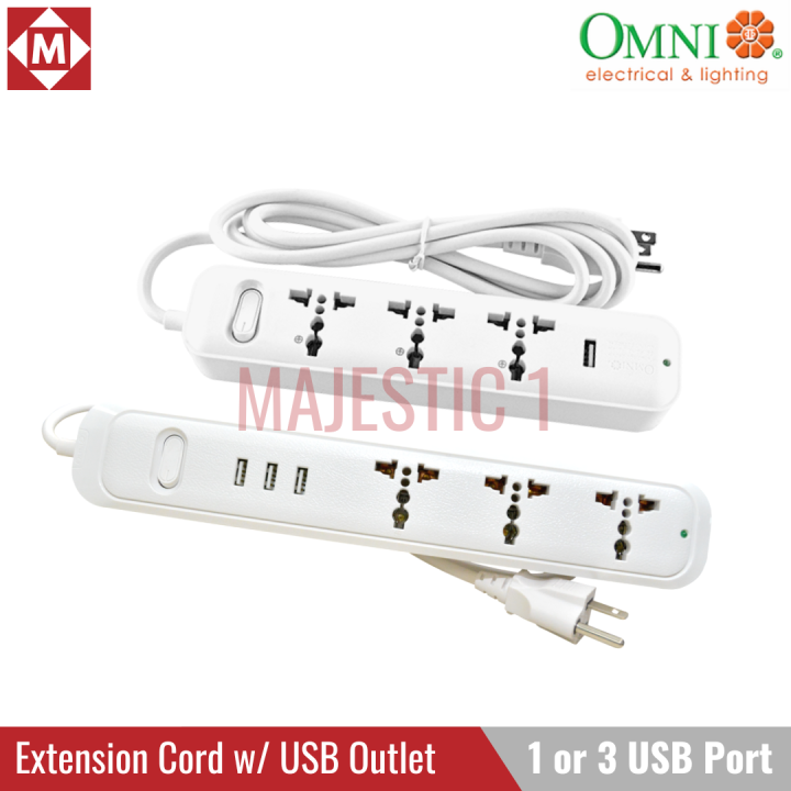 Omni Travel Extension Cord w/USB Port (1 or 3 USB Outlet) USB-301 USB ...