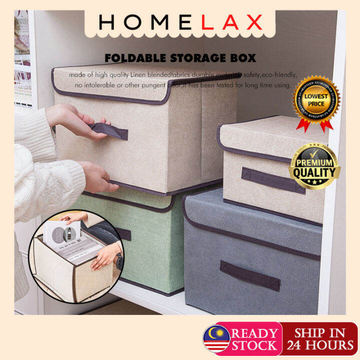 🔥HL🔥Japanese Style Storage Box Foldable Collapsible Storage Box Linen ...