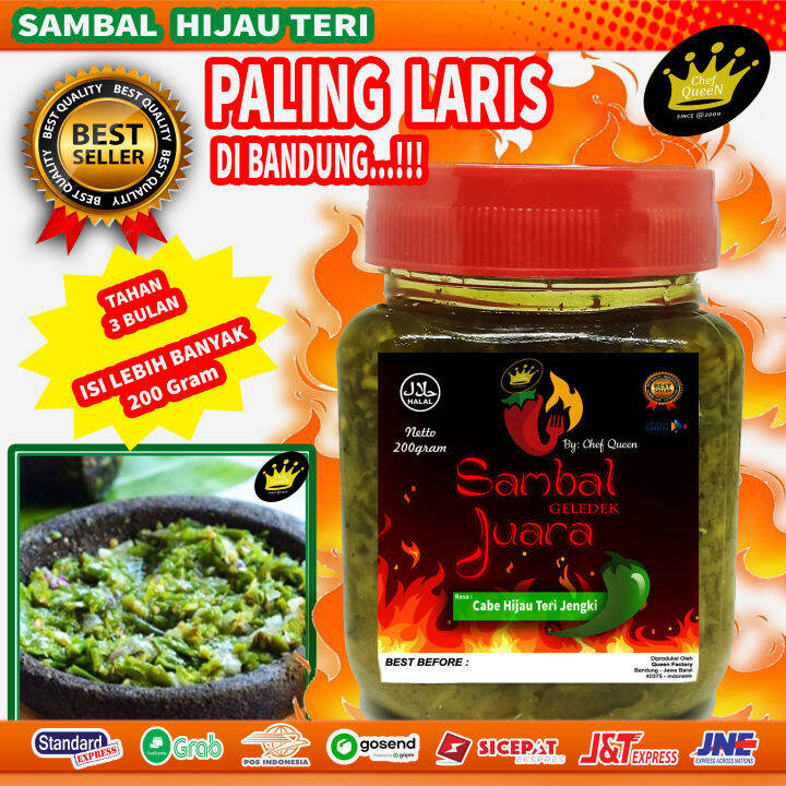 Sambal BOTOL Cabe Hijau TERI JENGKI Chef Queen Sambel Cabai Ijo pedas ...