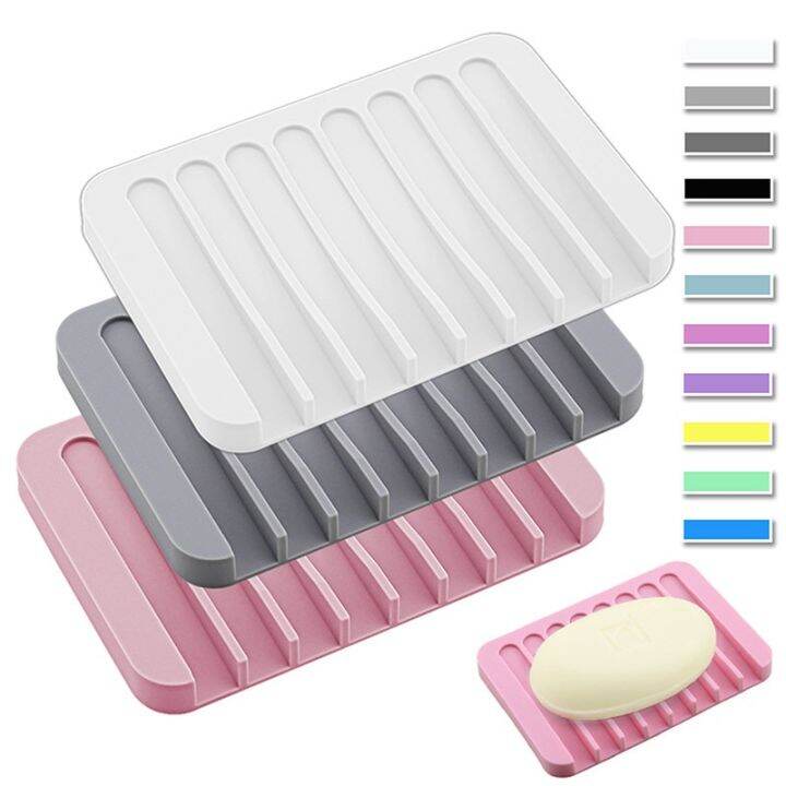 Comb Shaped Soap Drainer Holder Grooves Silicone Soap Drying Rack Stand ...