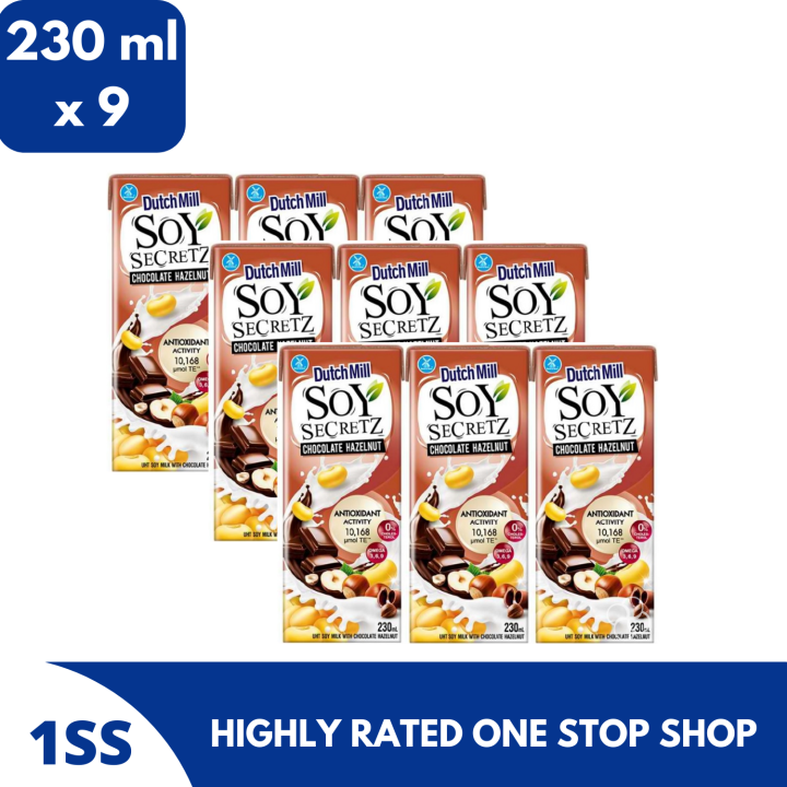 Dutch Mill Soy Secretz Chocolate Hazelnut UHT Soy Milk, 230ml set of 9 ...