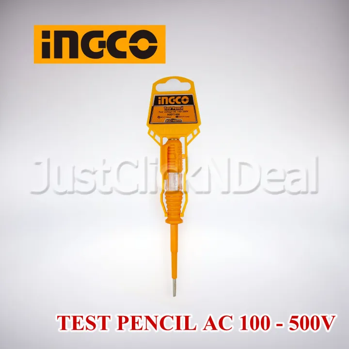Ingco Test Pencil AC 100-500V 3 x 140 mm Obeng Tespen Test Pen Voltage ...