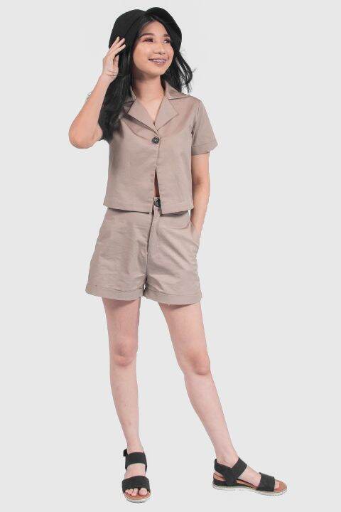 Lilly Feather Single Button Top & Shorts Coordinates ZARA Inspired ...