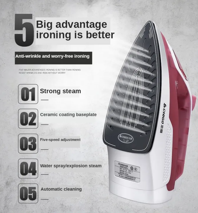 Chigo ironing machine dual voltage electric steam railway portable ...