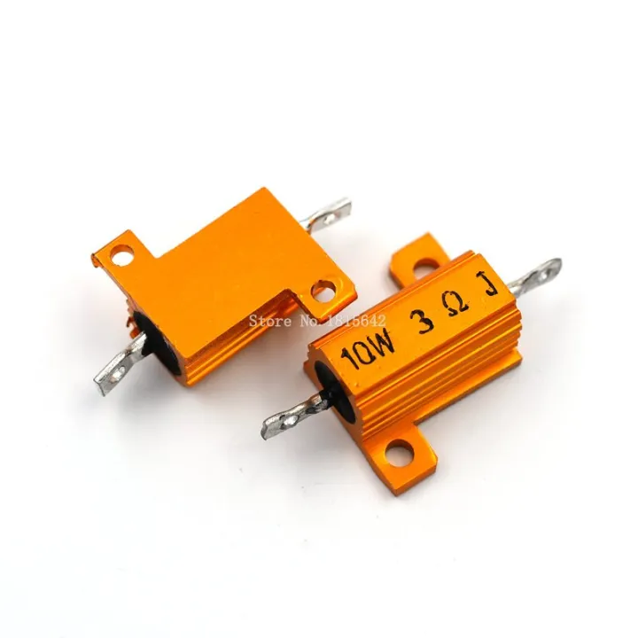 1PCS RX24 10W 3R 3RJ Wire Wound Resistor Metal Shell Aluminium Golden ...