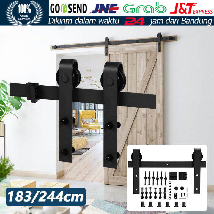 Set Barn Door Pintu Sliding Besi Rel Pintu Geser Kit Door Track Sliding ...