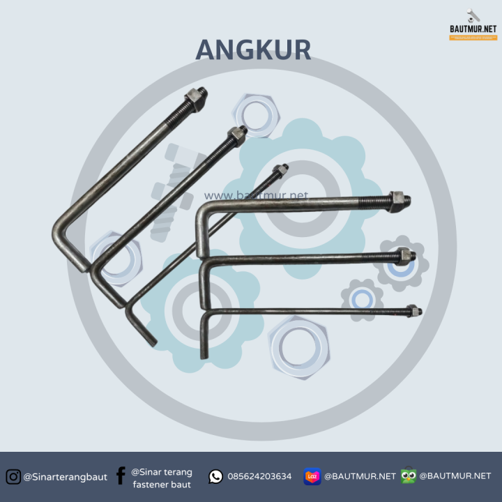 Baut Angkur L ST41 5/8" x 40cm (16mm x 40cm) plus mur - Besi Baja ...