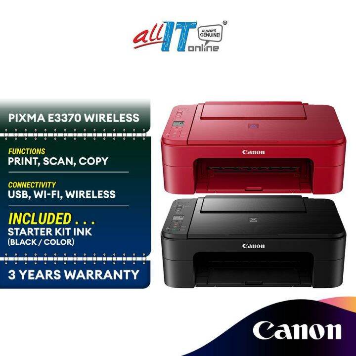 Canon PIXMA E3370 Wireless All-in-One Printer Inkjet Printer Replacement by E3170 | Lazada