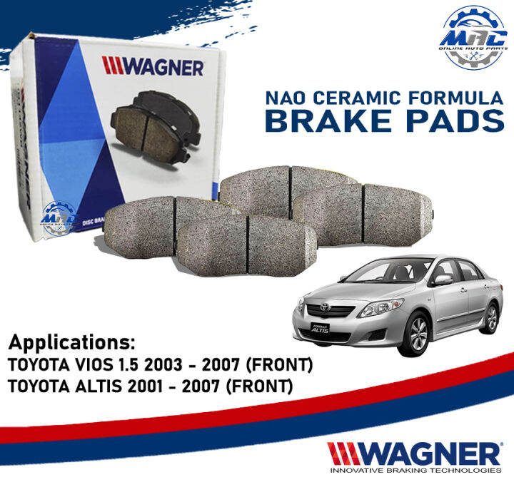 TOYOTA ALTIS 2001 - 2007 WAGNER CERAMIC FRONT Disc Brake Pads DB1422WB ...