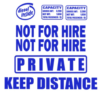 capacity not for hire set design l300 van deluxe vinyl cutout sticker ...