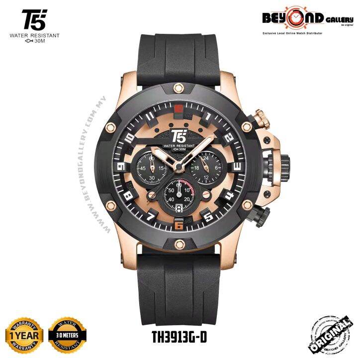T5 Watch Original (Malaysia) TH3913G Chronograph Date RUBBER Band Sport ...