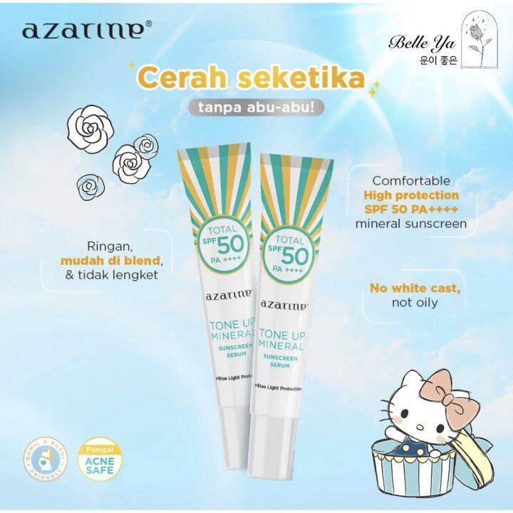 Azarine Tone Up Mineral Sunscreen Serum SPF50 PA++++ 27ml BPOM | Lazada ...
