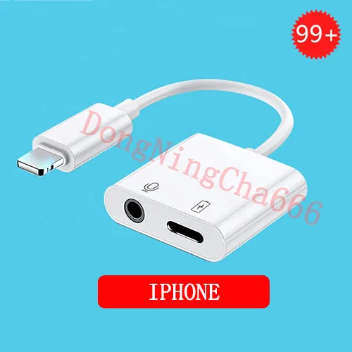 2 in 1 Adapter For iPhone 3.5mm Aux Jack Headphone Earphones Audio ...