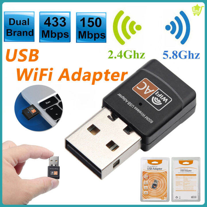 USB WiFi Adapter 2.4GHz 5GHz 600Mbps WiFi Antenna Dual Band 802.11b/n/g/ac Mini Wireless ...