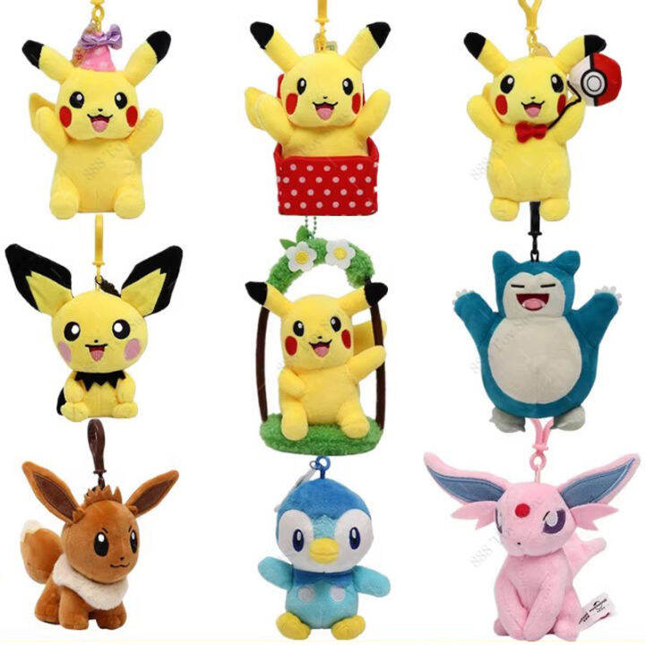 Original Pokemon Pikachu Plush Keychain Anime Pikachu Eevee Pichu ...