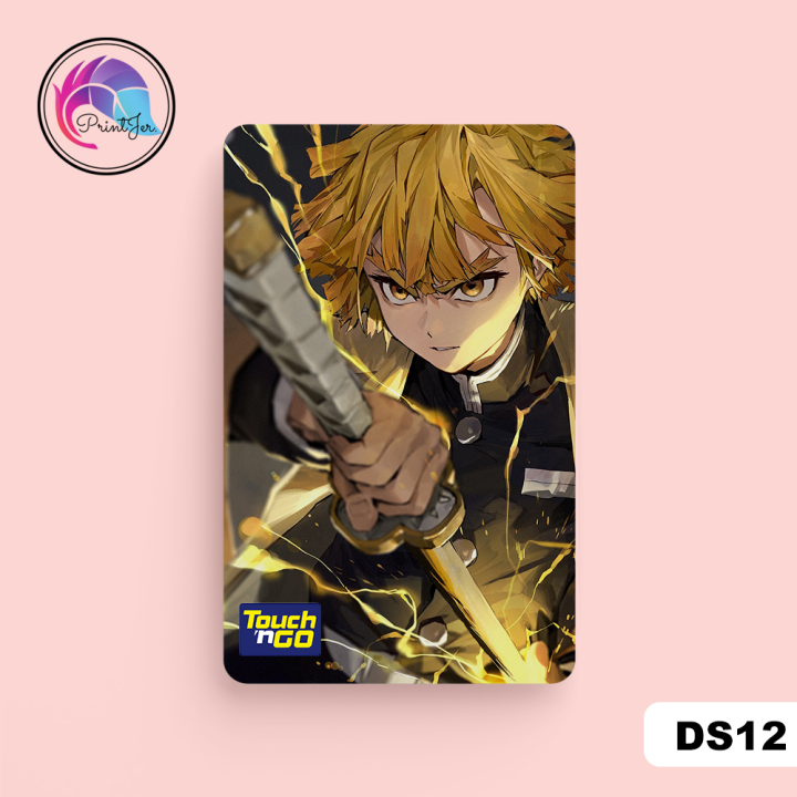 Demon Slayer ( Zenitsu Agatsuma ) - Touch n Go Card Sticker Cover (Waterproof, High Quality ...