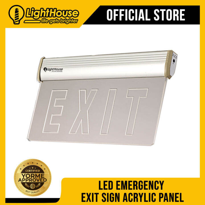 LIGHTHOUSE LED Emergency Exit Sign Acrylic Panel 1W 1.2V 600MAH LHE-SAP ...