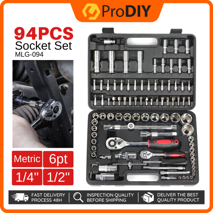94pcs Drive Socket Wrench Racthet Set Vehicle Car Emergency Kit Car ...