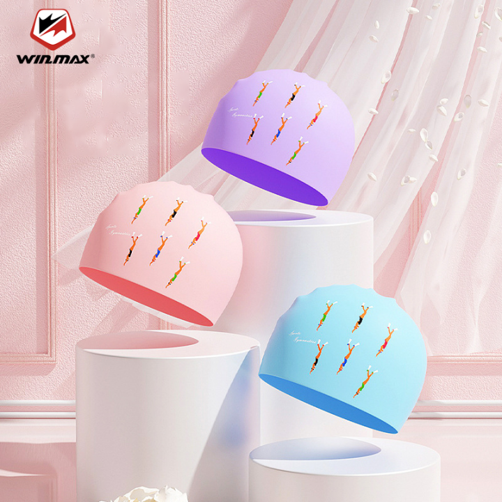 Winmax 2023 หมวกว่ายน้ำรูปแบบใหม่ยางซิลิโคนกันน้ำมืออาชีพหมวกว่ายน้ำยืดหยุ่น Gorro Piscina ...