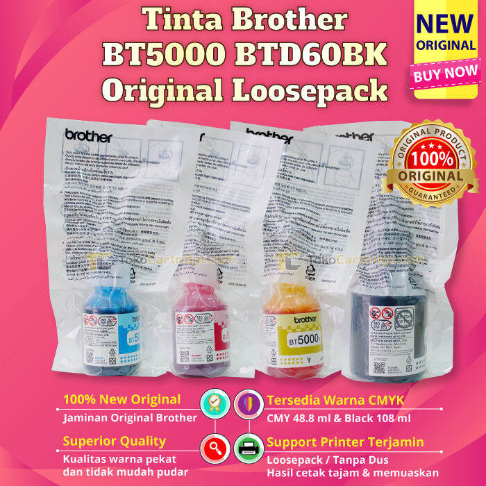 Tinta Refill Brother Original Loosepack BTD60BK BT5000, Tinta Refill ...