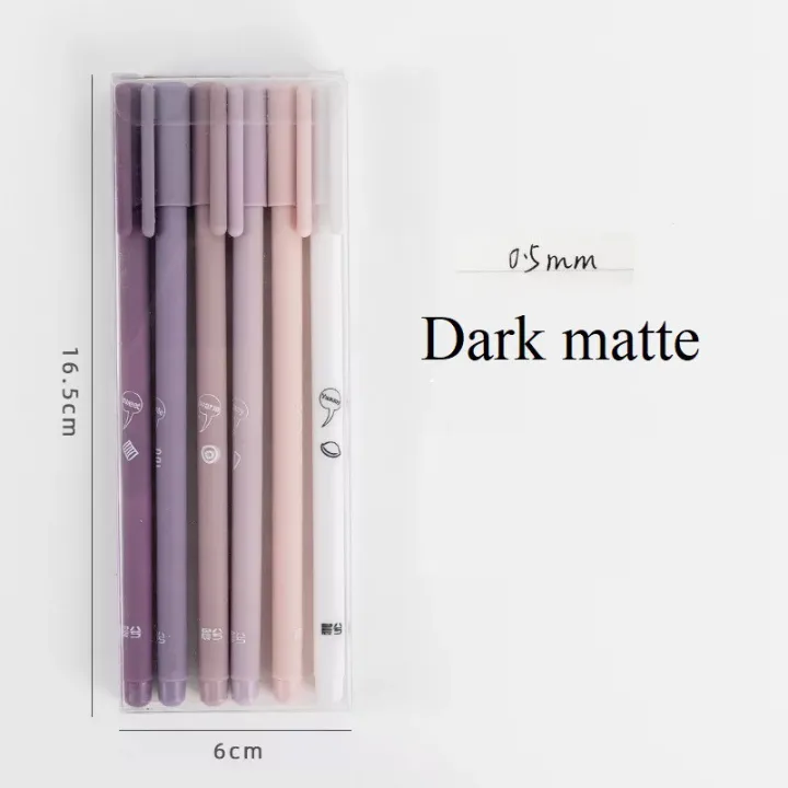 6in 1 set Cute colored matte Gel pen 0.5 mm Black ink Signature Pen ...