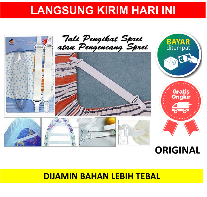 Tali Karet Strap Pengikat Pengencang Pengait Ujung Sprei Kasur Gripper ...
