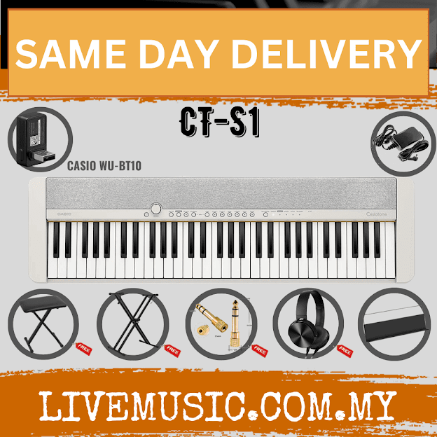 Casio CT-S1 61-key Portable Keyboard w/Keyboard Stand And WU-BT10 ...