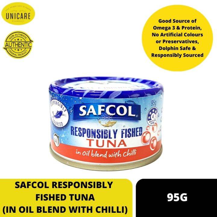 SAFCOL RESPONSIBLY FISHED TUNA 95G (IN OIL BLEND WITH CHILLI). Good ...