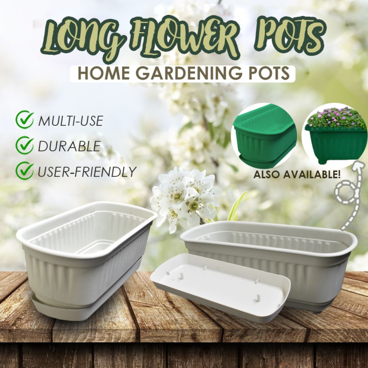 Plastic Long Rectangular Plant Pot For Gardening Plot Flower | Lazada PH