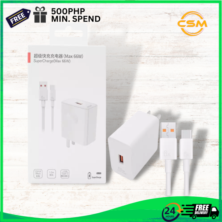 CSM PH Original Huawei Super Charge 66W Max Adapter 6A Usb Type C Cable ...