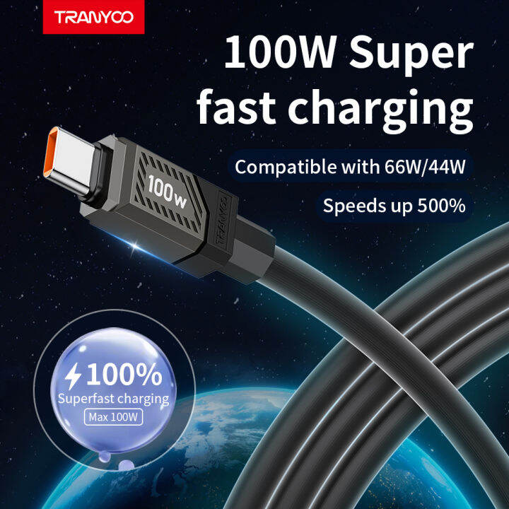 Tranyoo T-CC-2 100W 1.2M Data Cable Fast Charging Type-C Transfer Sync & Charge Cable for ...