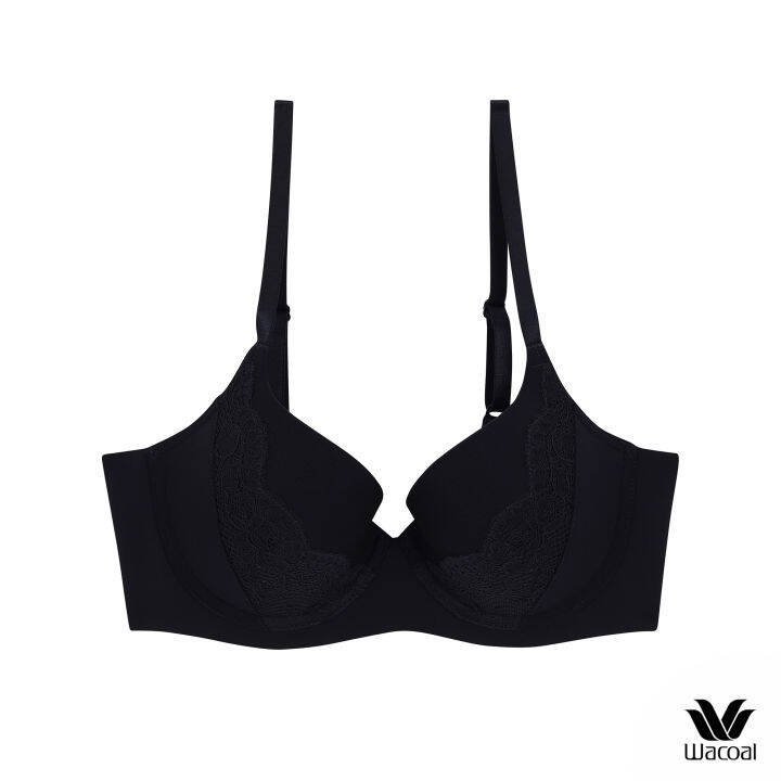 Wacoal Seamless Bra วาโก้บรามีโครง แต่งลายลูกไม้ เสริมฟองน้ำบาง 8 มม. รุ่น WB5P33 | Lazada.co.th